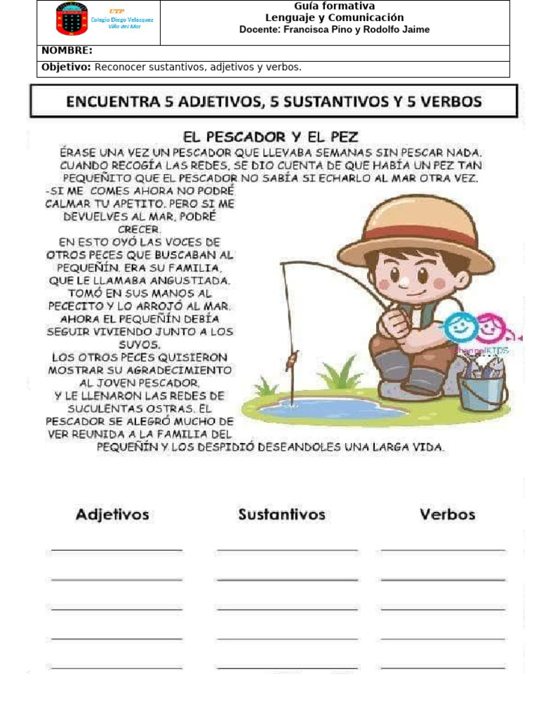 Guía Sustantivos, Adjetivos y Verbos | PDF