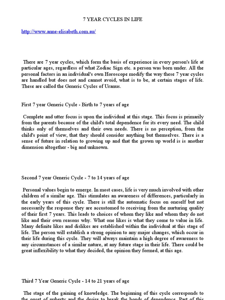 7 Year Cycles in Life | PDF | Time | Wisdom