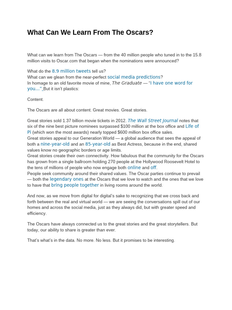 What Can We Learn From The Oscars | PDF