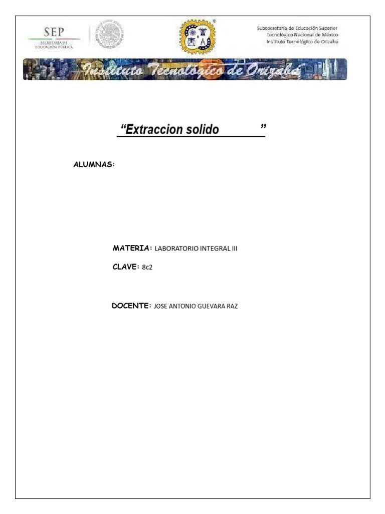 Extraccion Solido Liquido | PDF | Solubilidad | Ciencia y matemáticas