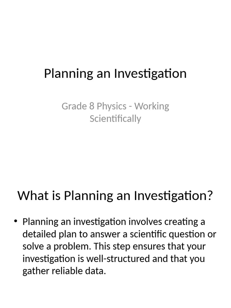 Planning Investigation Presentation | PDF | Data | Risk