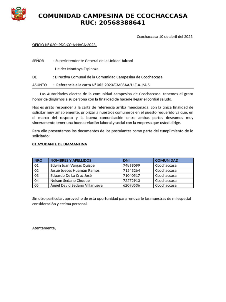 Rpta Requerimiento | PDF