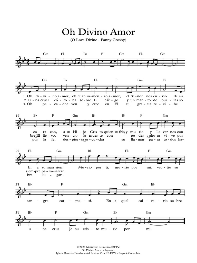 Oh Divino Amor (Solm) - Partitura Completa | PDF