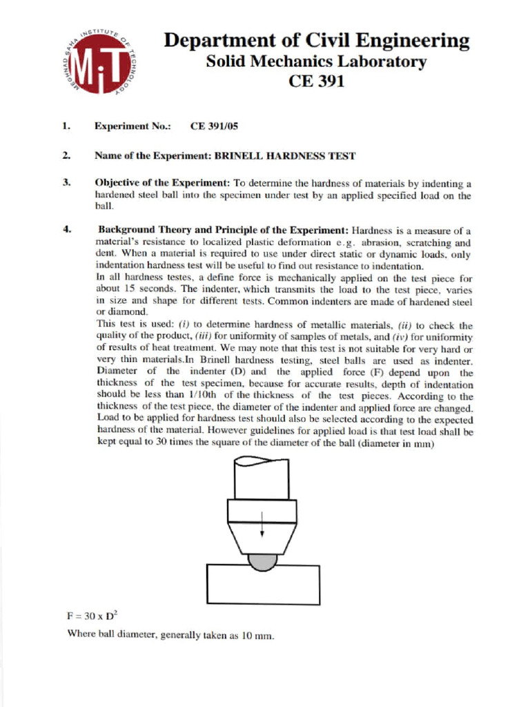 Brinell Hardness Test | PDF