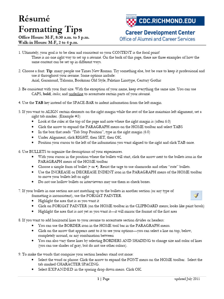 Resume Formatting Tips | PDF