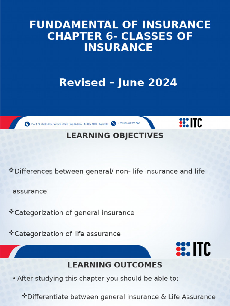 Chapter 6 - Classes of Insurance Part 1 and 2 | PDF