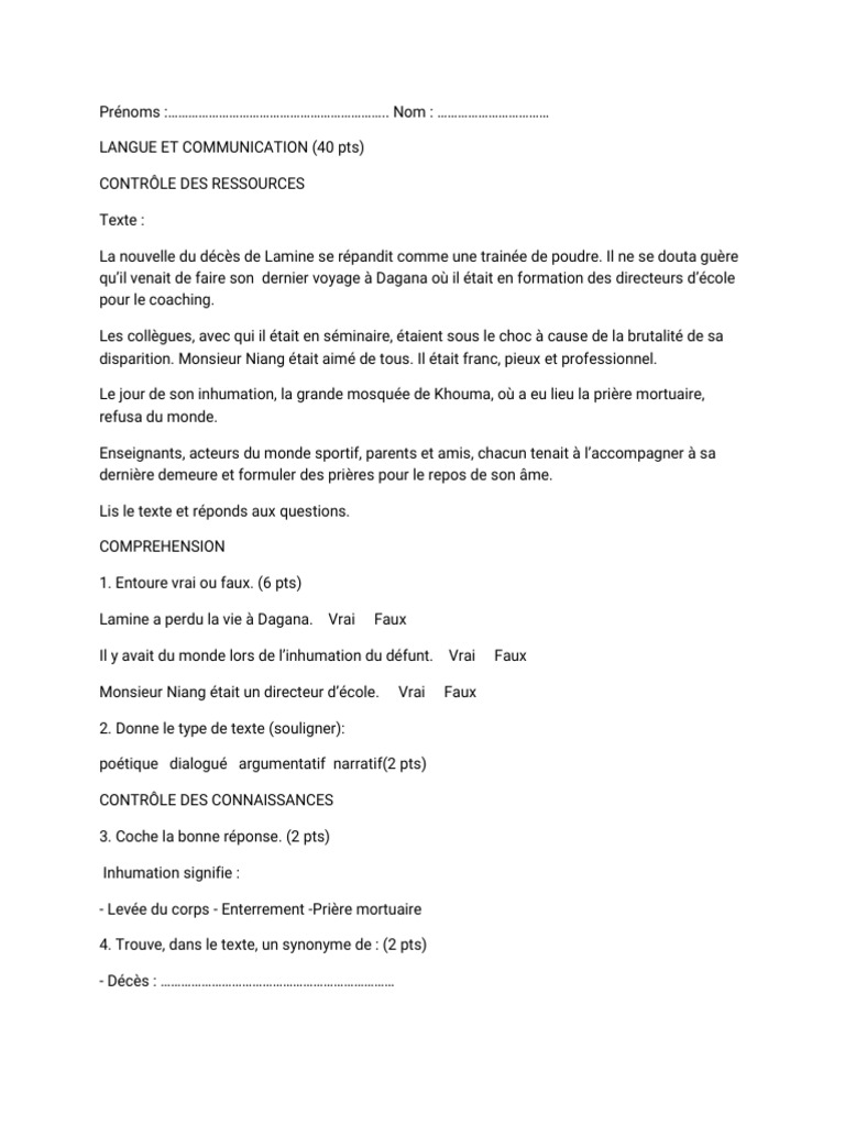 Évaluation cm1 | PDF