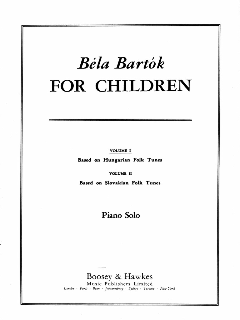 Bartok For Children Based On Hungarian Folk Tunes Book 1 | PDF