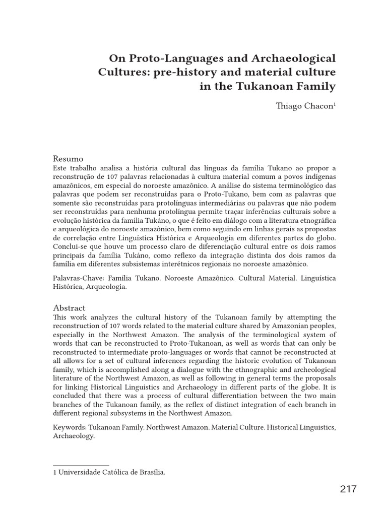 Chacon - On Proto-Languages and Archeological Cultures | PDF