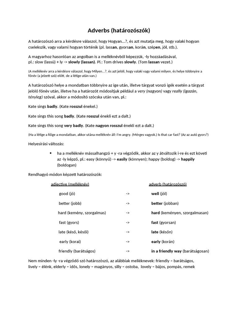 Adverbs For ESL Kids | PDF | Syntax | Semantics