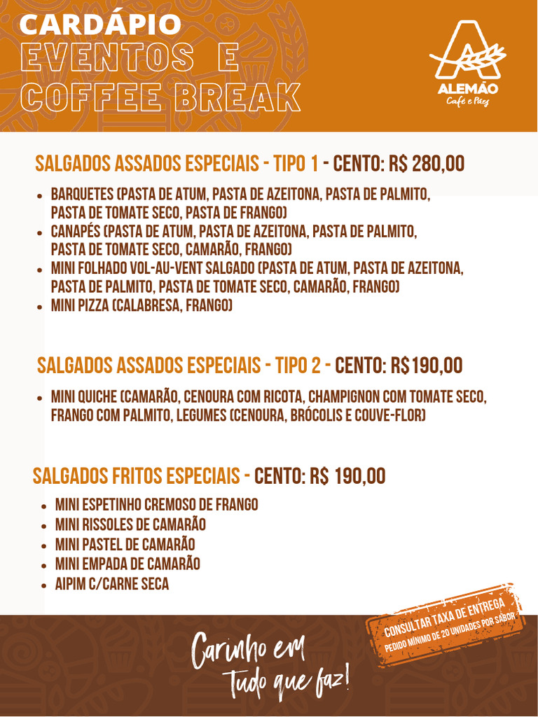 Cardapio Coffee Break 2024 | PDF