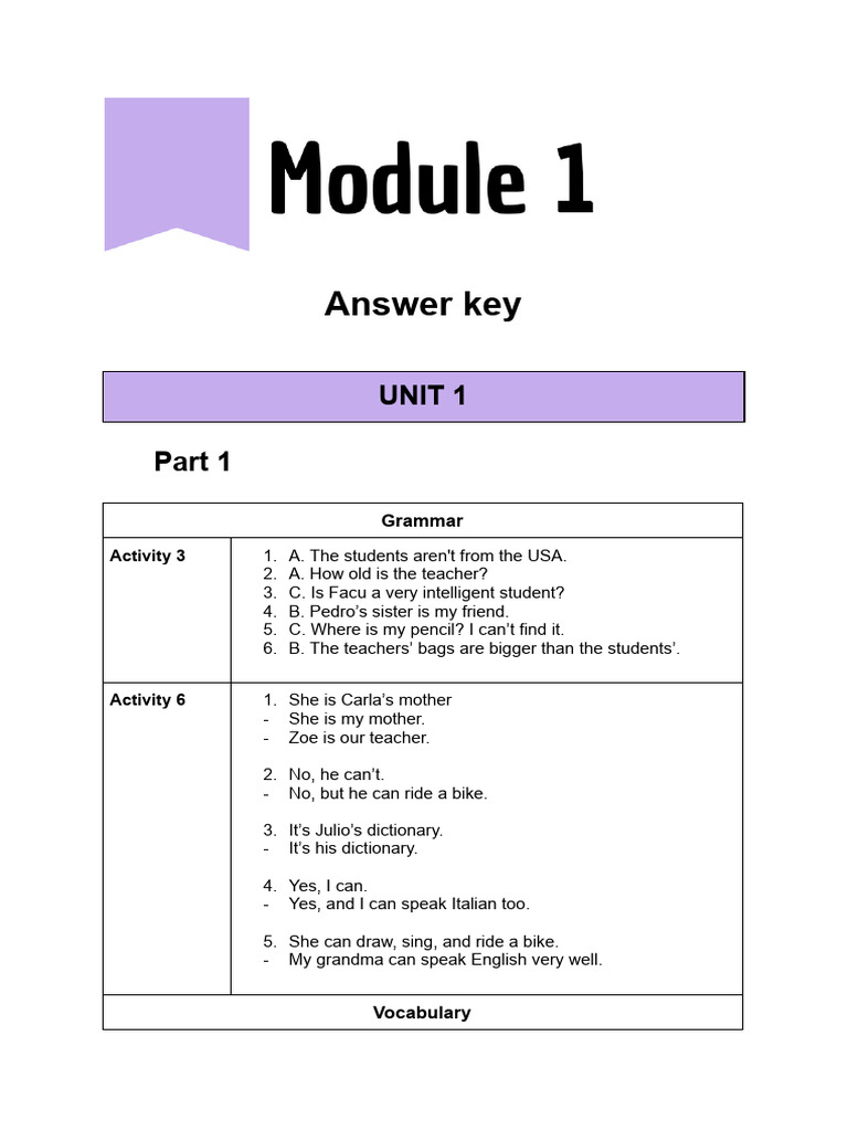 N2 M1 Answer Key | PDF