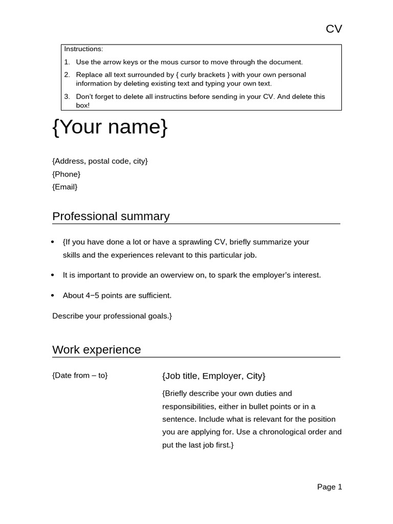 CV Template Simple | PDF