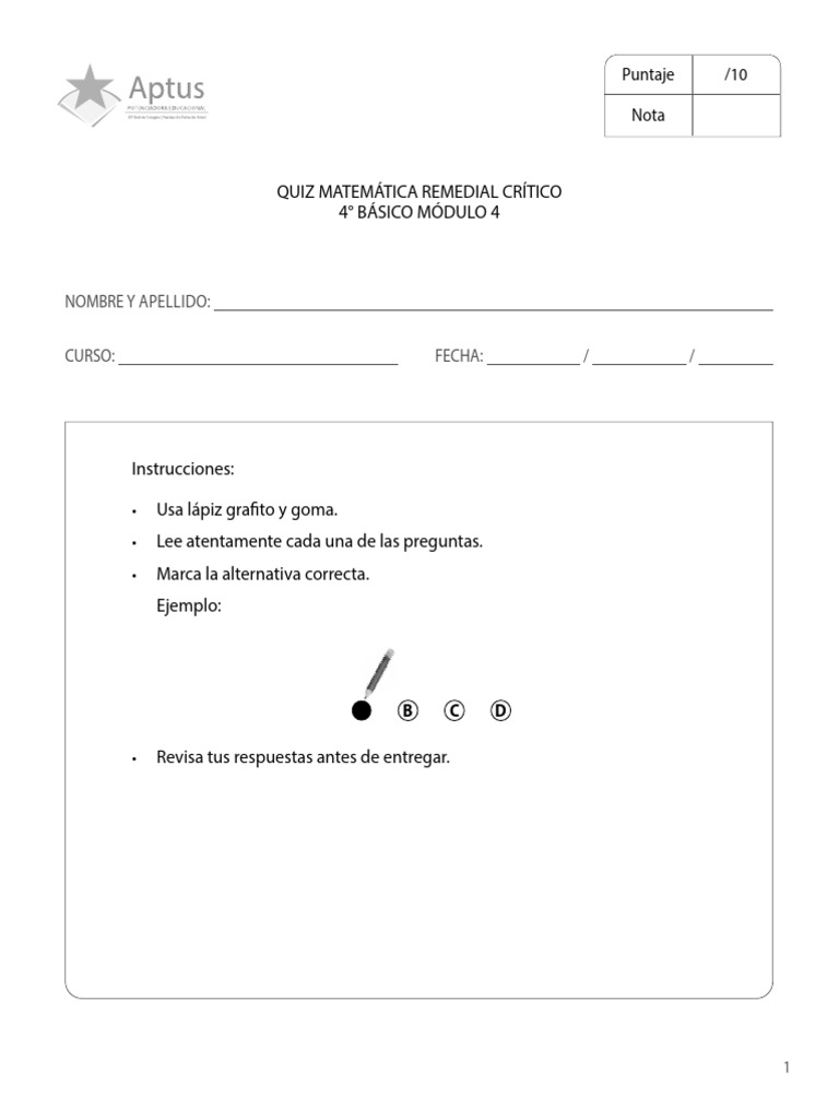 Aptus Prueba Matematica | PDF