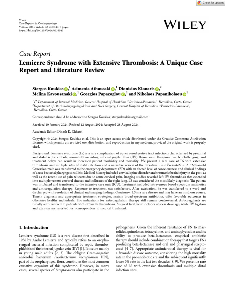 Lemierre Syndrome | PDF