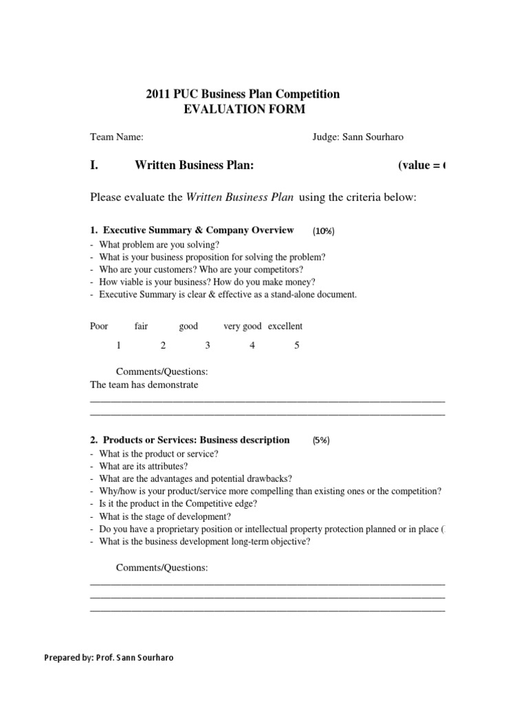 Business Plan Evaluation Format | PDF | Market Analysis | Business Ethics