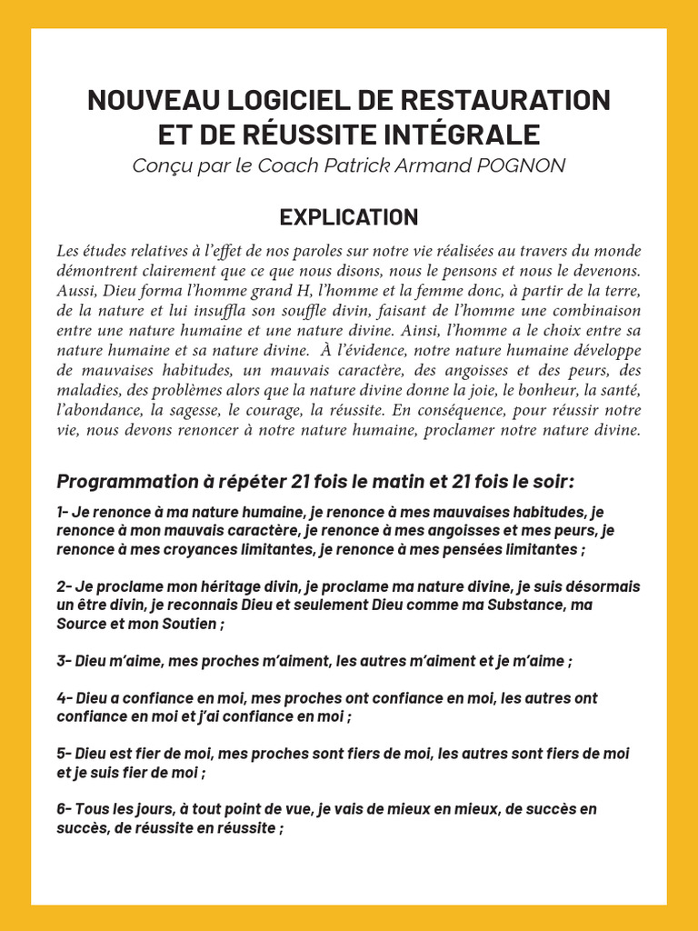 Nouveau Logiciel de Restauration Et de Reussite Integrale | PDF