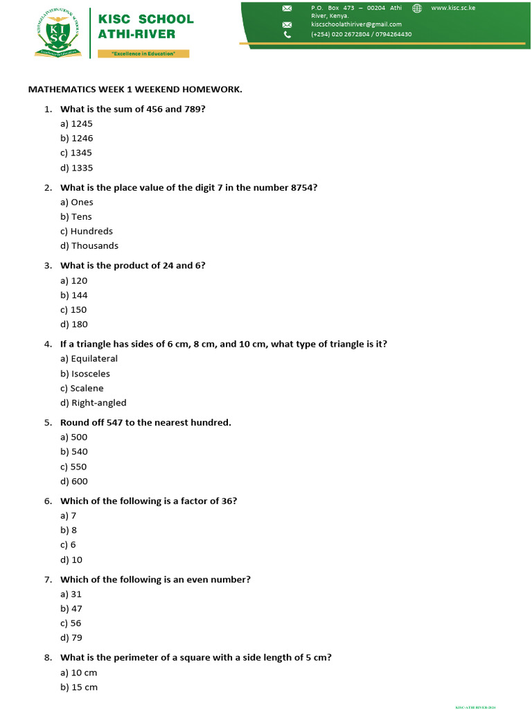 Grade 5 Homework. | PDF