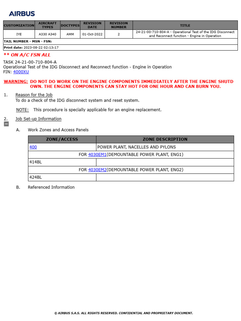 A330 AMM 24-21-00-710-804-A - Operational Test of The IDG Disconnect ...
