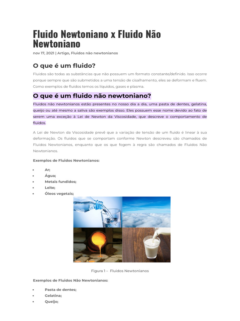ART - Fluido Newtoniano X Fluido Não Newtoniano - EPEQ UFSM | PDF