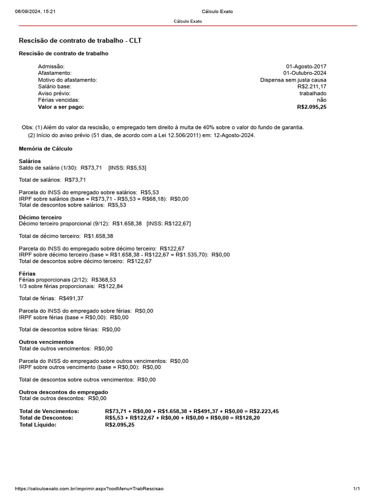 Cálculo Exato | PDF