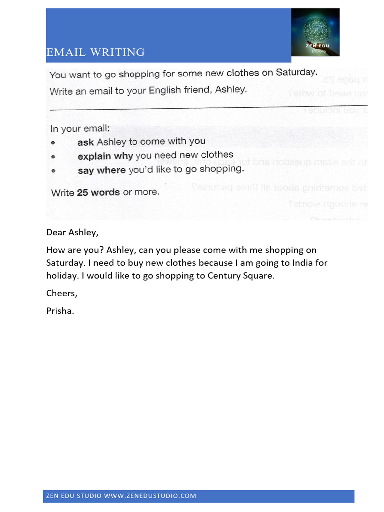 Email Writing Examples for Students | PDF