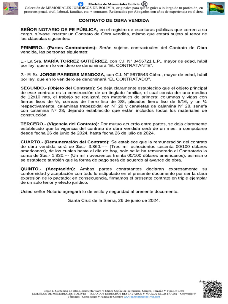 Contrato de Obra Vendida | PDF
