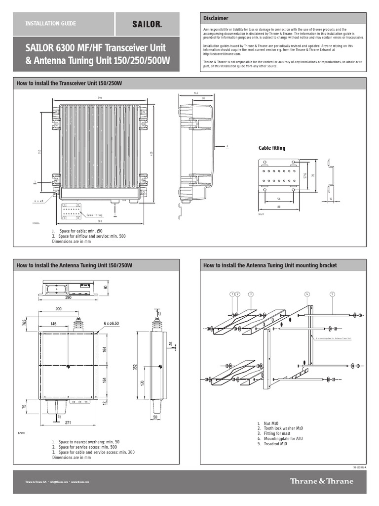 Installation Guide SAILOR MF_HF 6300 ATU and TU | PDF