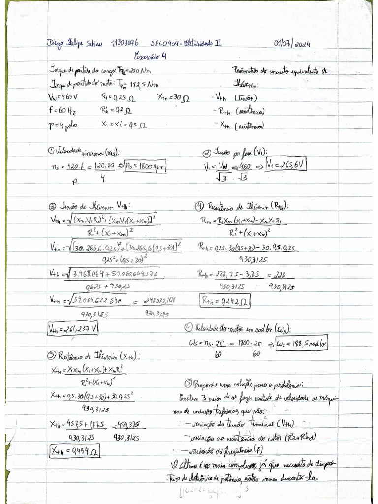 Exercício 4 (SEL0404 - Eletricidade 2) | PDF
