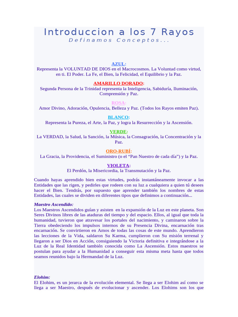 Introduccion a los 7 Rayos | PDF