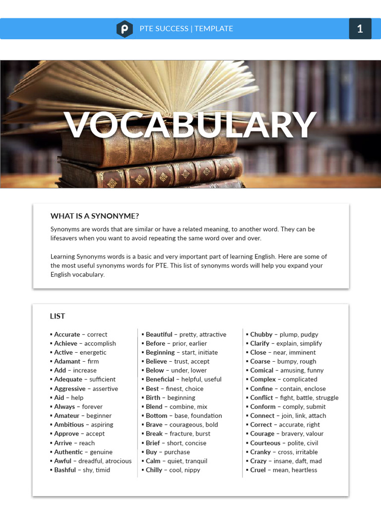 pte_success_synonyms | PDF pte_success_synonyms | PDF