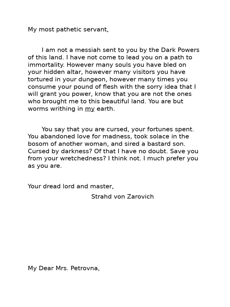 Strahd's Letters Printables For Durst Manor | PDF