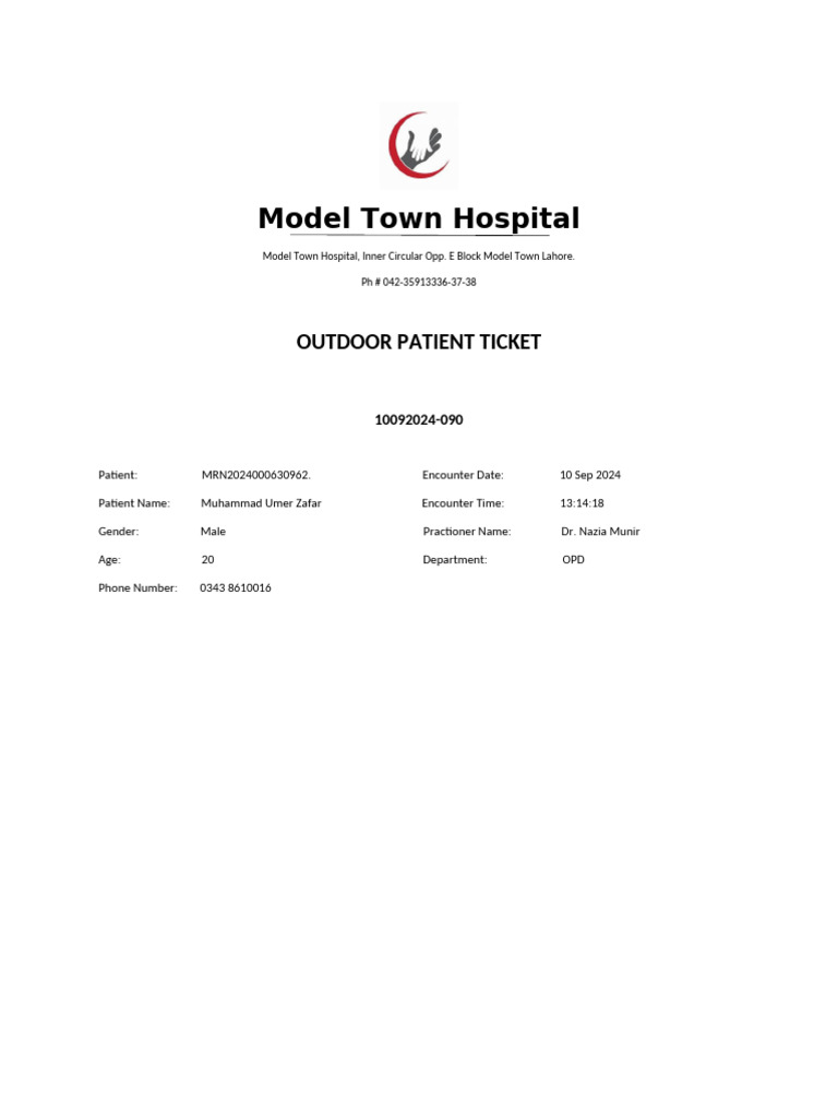Model Town Hospital-1 PDF | PDF