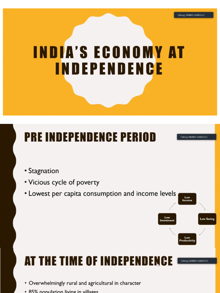 2) Features of The Indian Economy at Independence PPT 1 | PDF