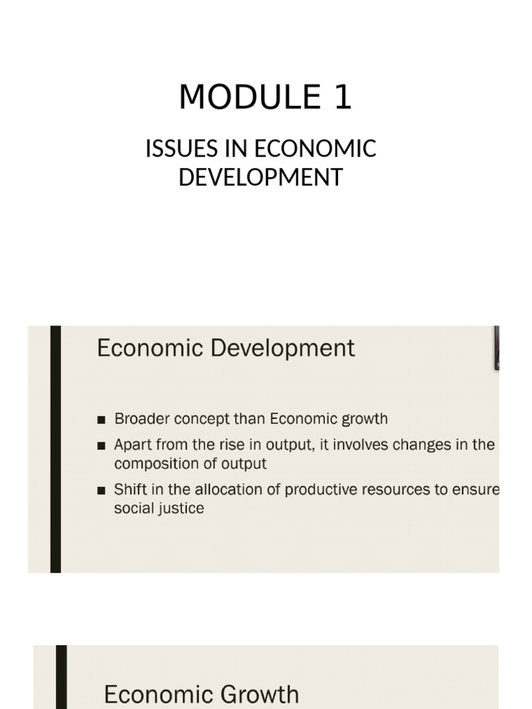 1) Issues in Economic Development PPT 1 | PDF