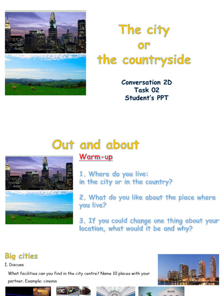 Task 2 The City or The Countryside - For Students | PDF