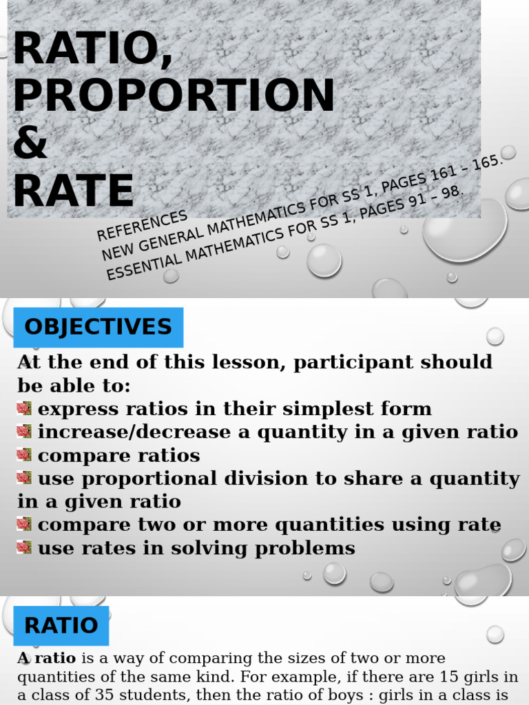 Ratio, Proportion & Rate | PDF