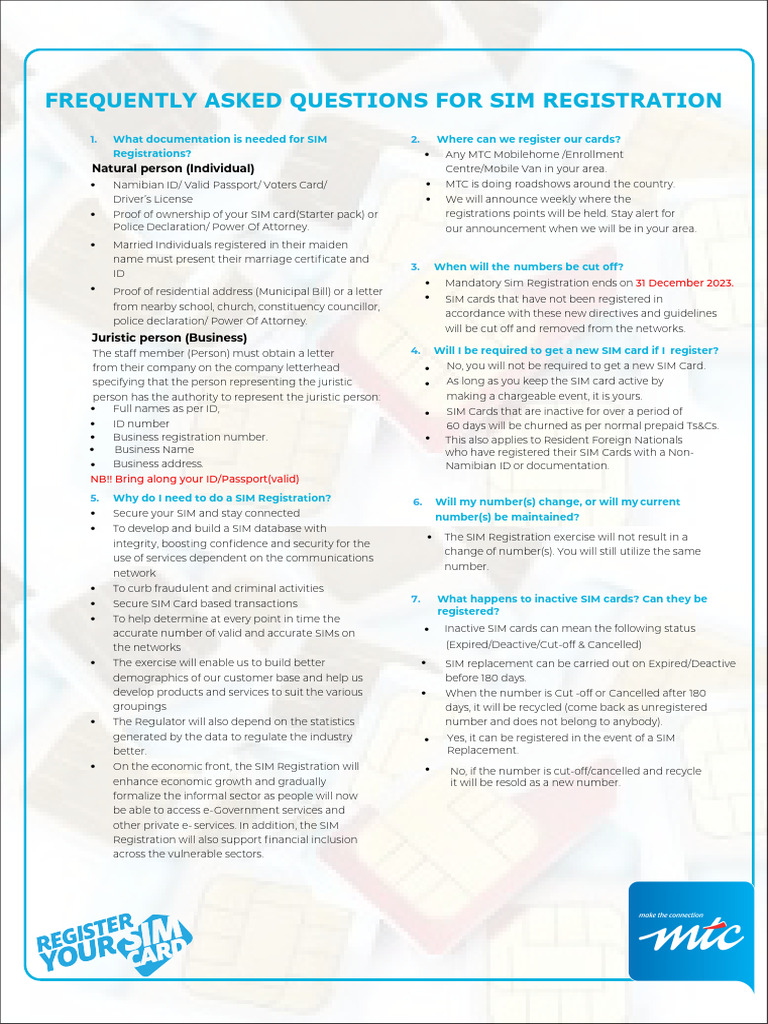 Faq Sim Registration | PDF