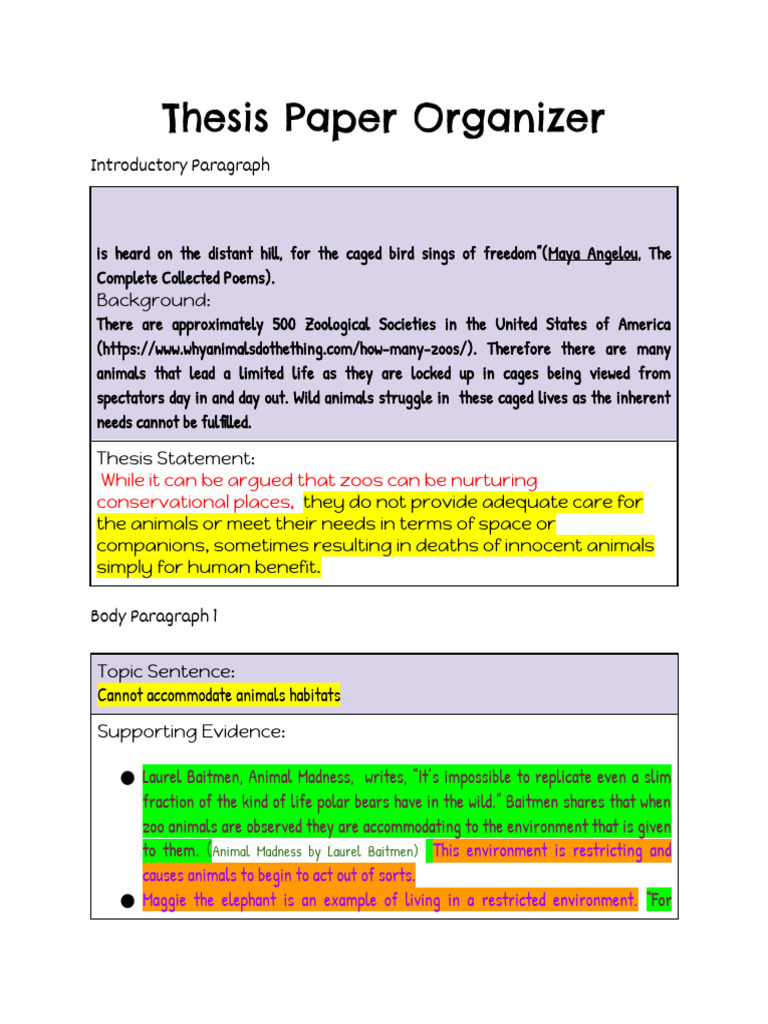 Colin's Class Thesis Paper Organizer 2024 | PDF
