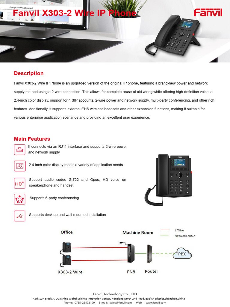 Fanvil X303-2Wire Datasheet | PDF