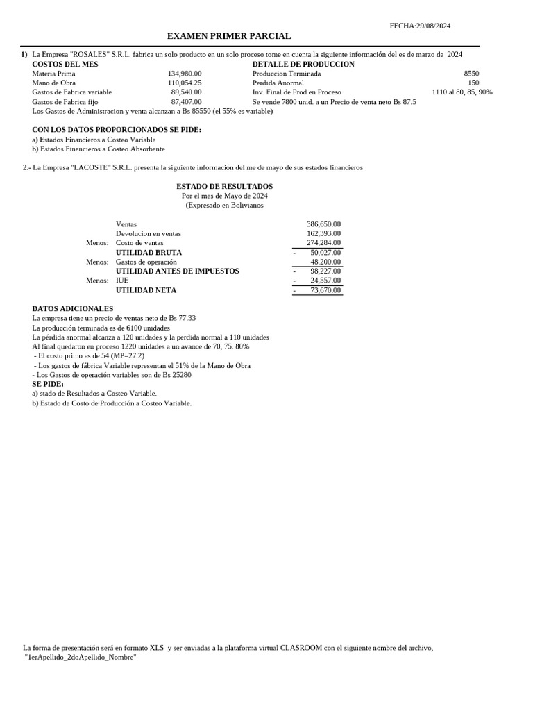 Examen Primer Parcial | PDF