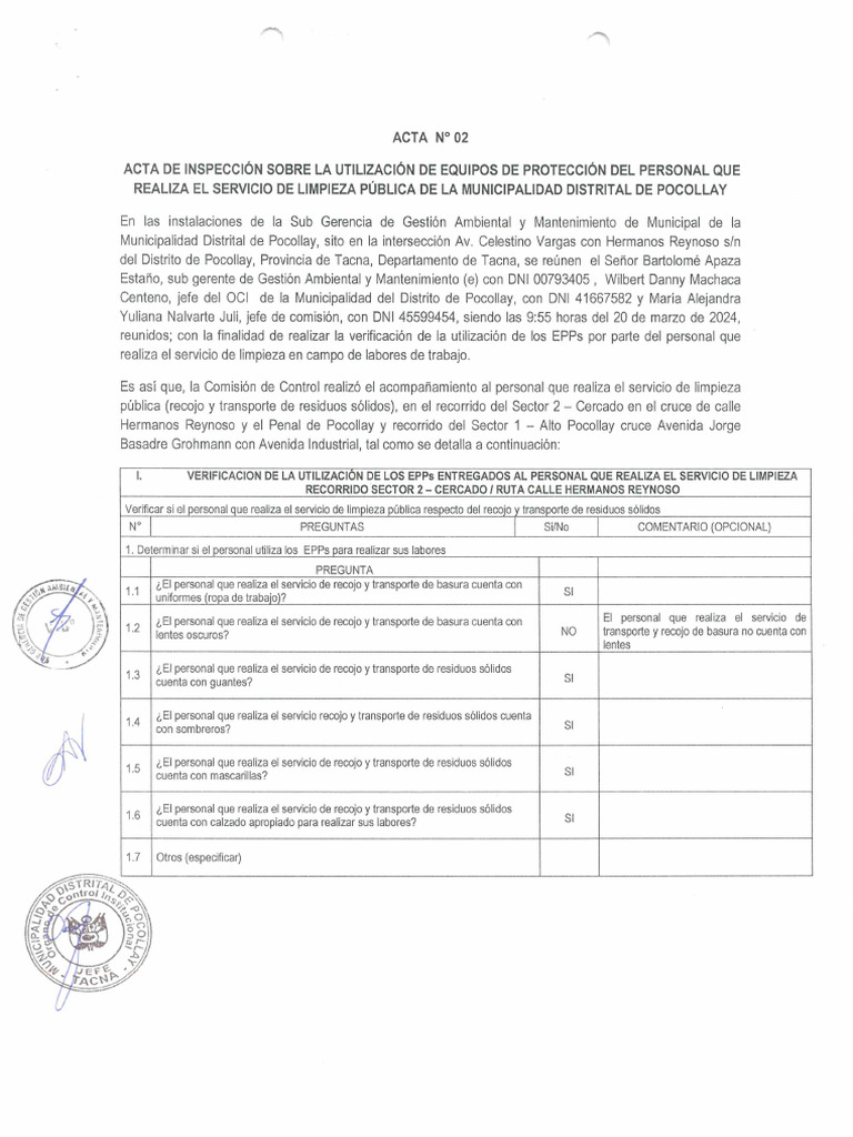 ACTA 02 VERIF UTI EPP LIMP PUB HITO 1 | PDF