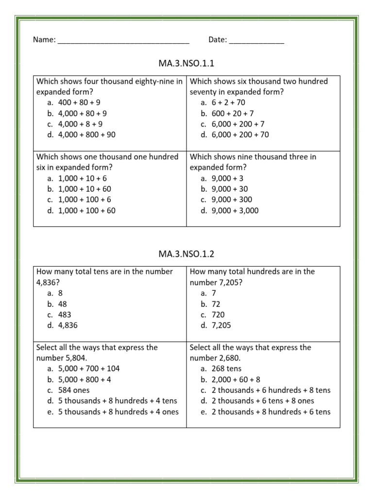 Grade 4 Summer Review | PDF