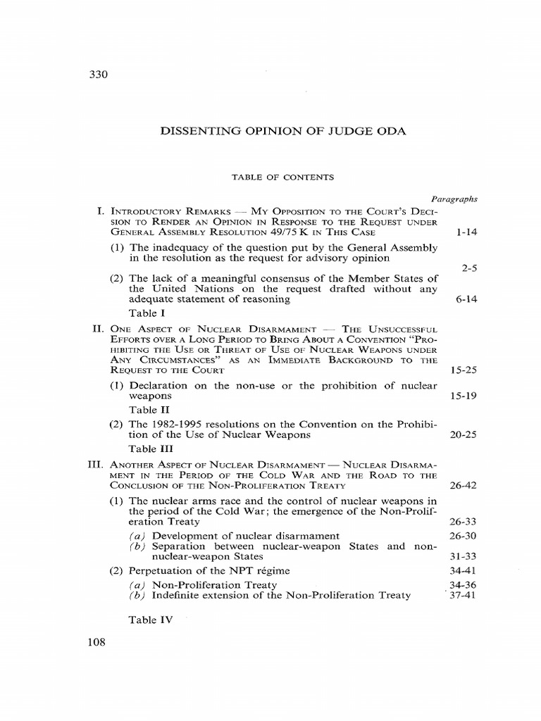 ICJ-AO - Legality of Nuclear Weapons - 10 - Oda | PDF