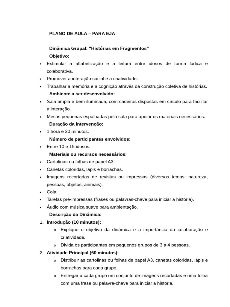Plano de Aula Eja | PDF