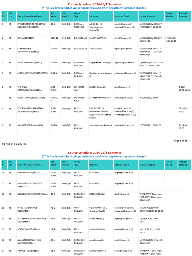 Course_Schedule_2024-25-1 | PDF