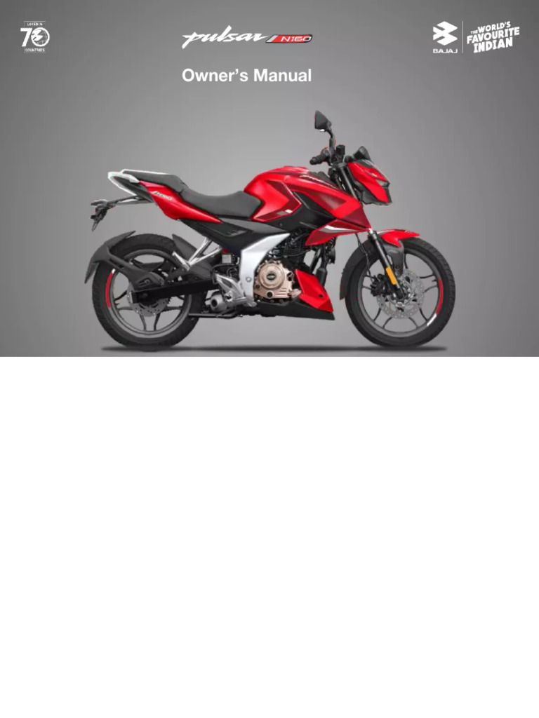 Manual de Usuario Bajaj Pulsar N160 (55 Páginas) | PDF