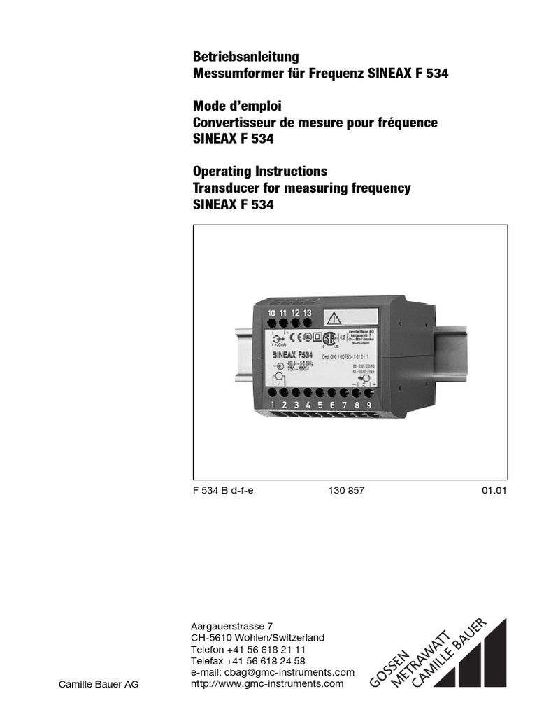 Measuring Transducer F534 | PDF