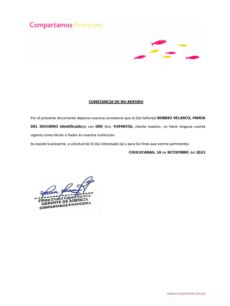 Carta de No Adeudo Compartamos | PDF