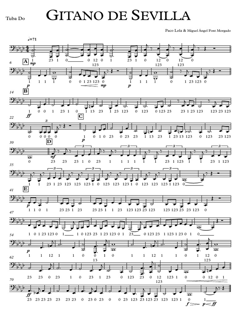 Gitano de Sevilla - Tuba Do (Digitación) | PDF